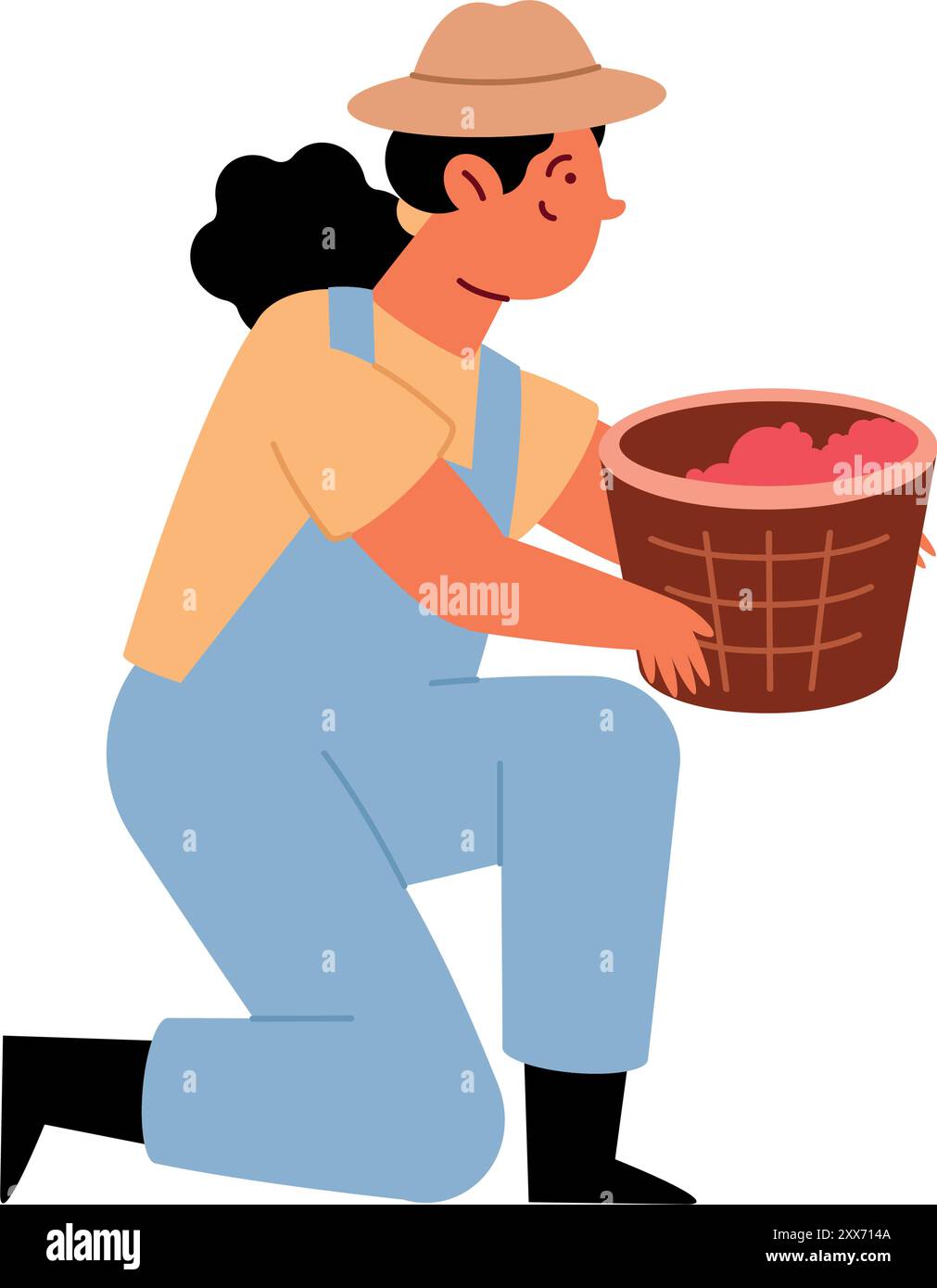 female picker harvesting coffee fruit isolated Stock Vector Image & Art ...
