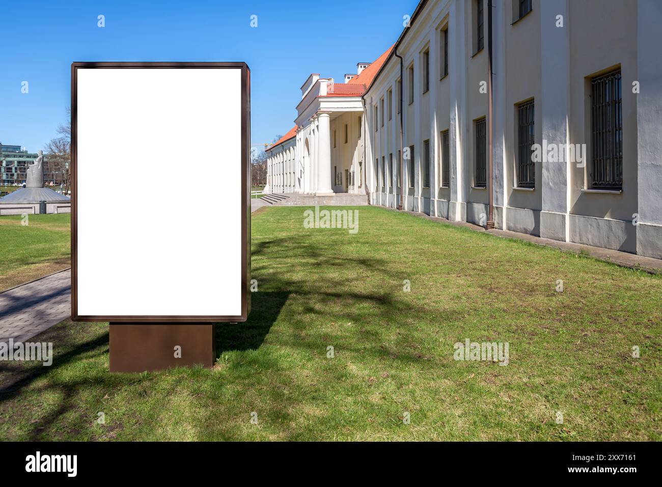 Mockup Of Blank Wooden Billboard. Outdoor Advertising Poster Lightbox ...