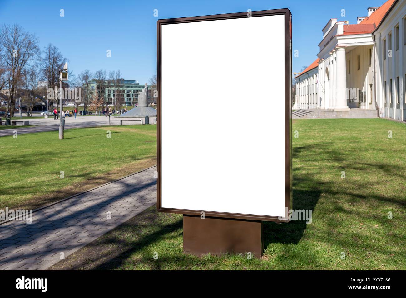 Mockup Of Wooden Billboard. Blank Outdoor Advertising Poster Lightbox ...