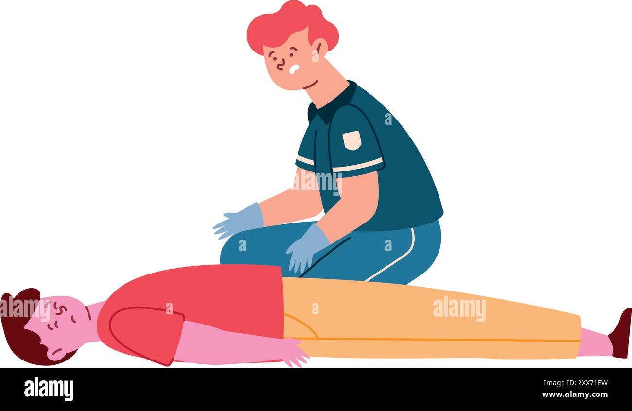 man giving first aid to a patient isolated Stock Vector Image & Art - Alamy