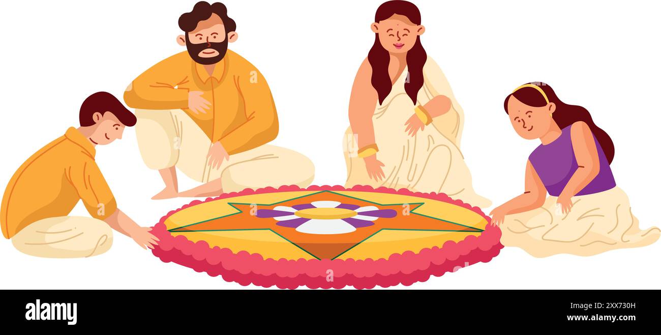 hindu people in onam harvest festival isolated Stock Vector Image & Art ...
