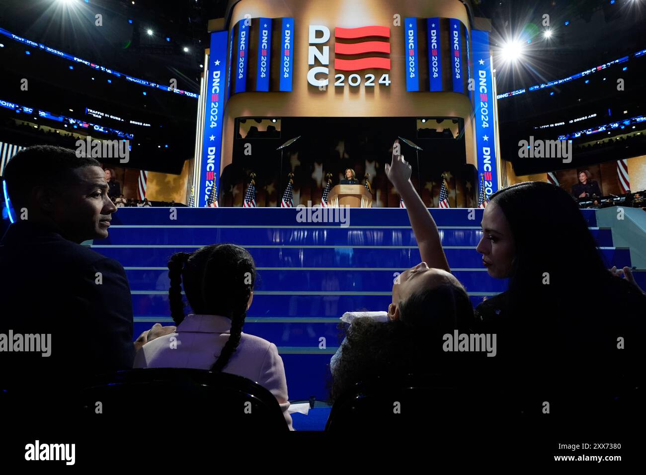 Democratic presidential nominee Vice President Kamala Harris speaks as ...