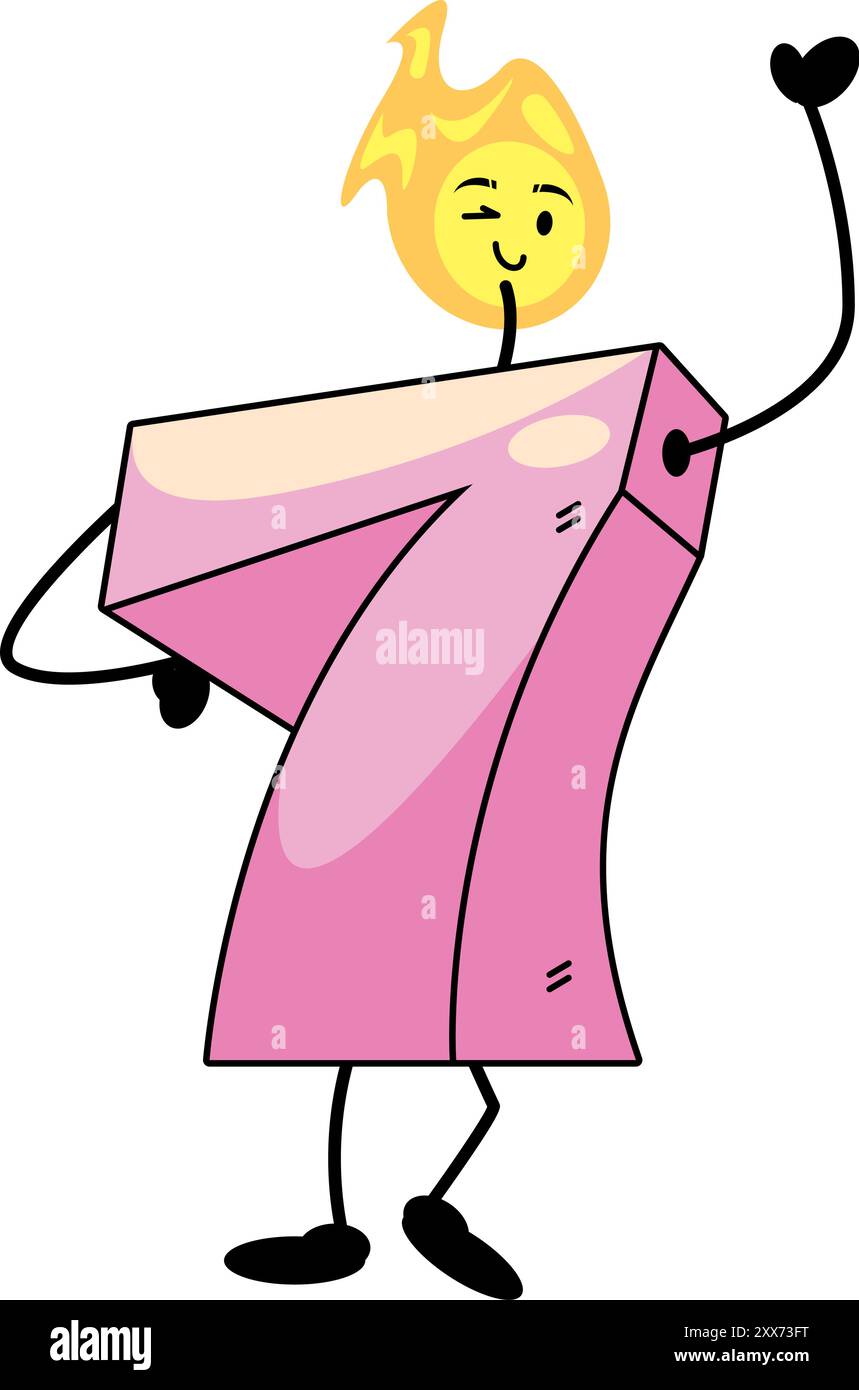 birthday candle number seven cartoon Stock Vector Image & Art - Alamy