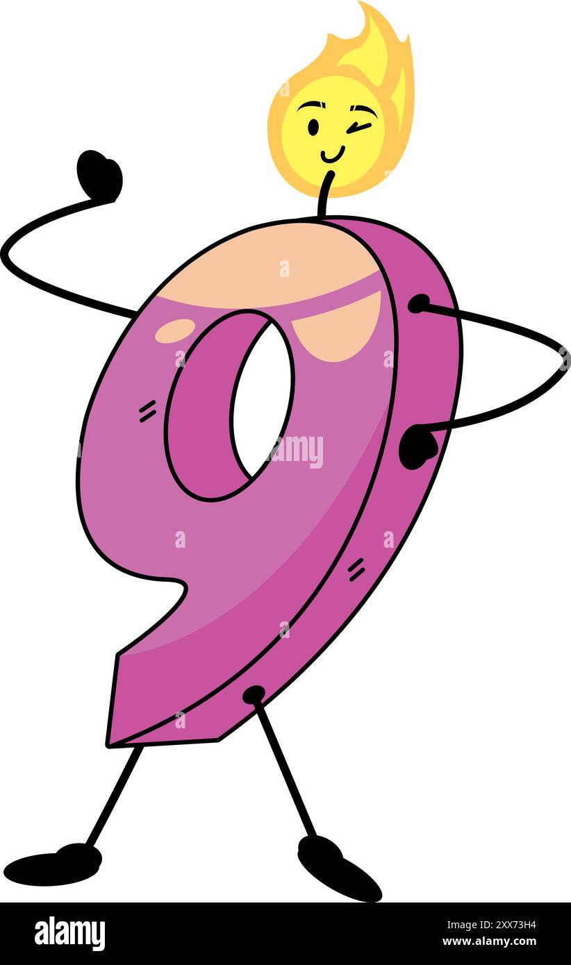 birthday candle number nine cartoon Stock Vector Image & Art - Alamy