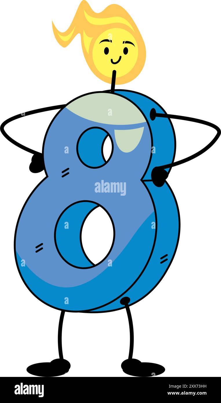 birthday candle number eight cartoon Stock Vector Image & Art - Alamy