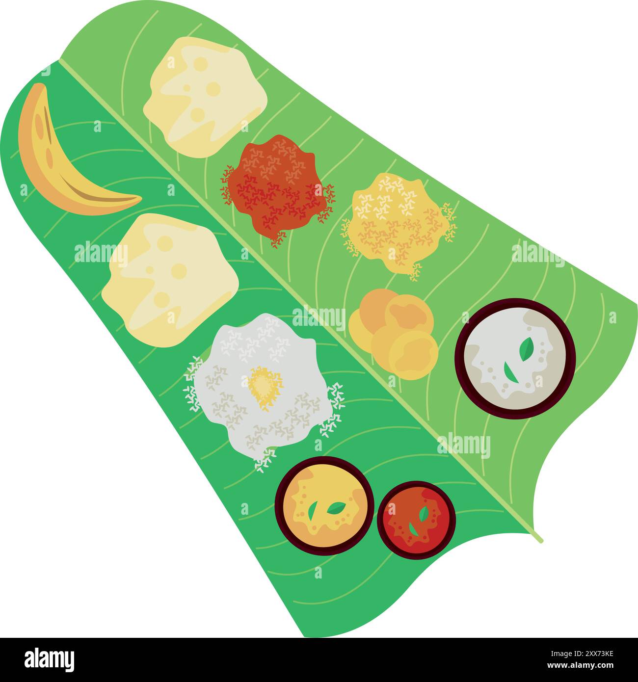 onam food on banana leaf Stock Vector Image & Art - Alamy