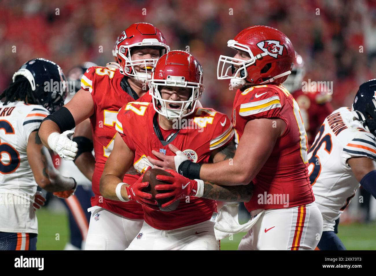 Kansas City Chiefs tight end Baylor Cupp (47) celebrates after scoring ...