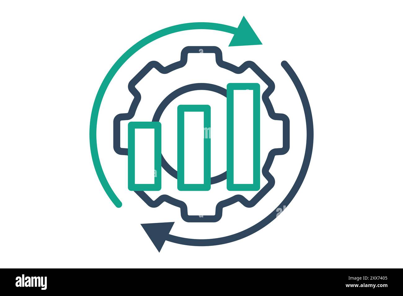 Optimization icon. line icon style. chart with gear and arrow. icon ...