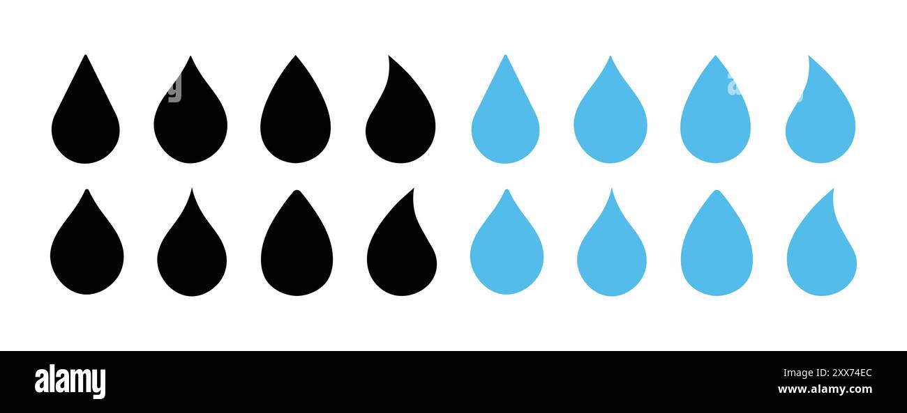Water drops shape icon blue and black color. Water or rain drops shape ...