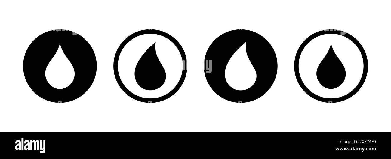 Water drop icon set in black color. Water droplets icon collection in ...