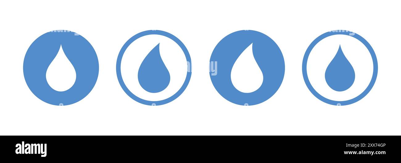 Water drop icon set. Water droplets icon collection in the circle ...
