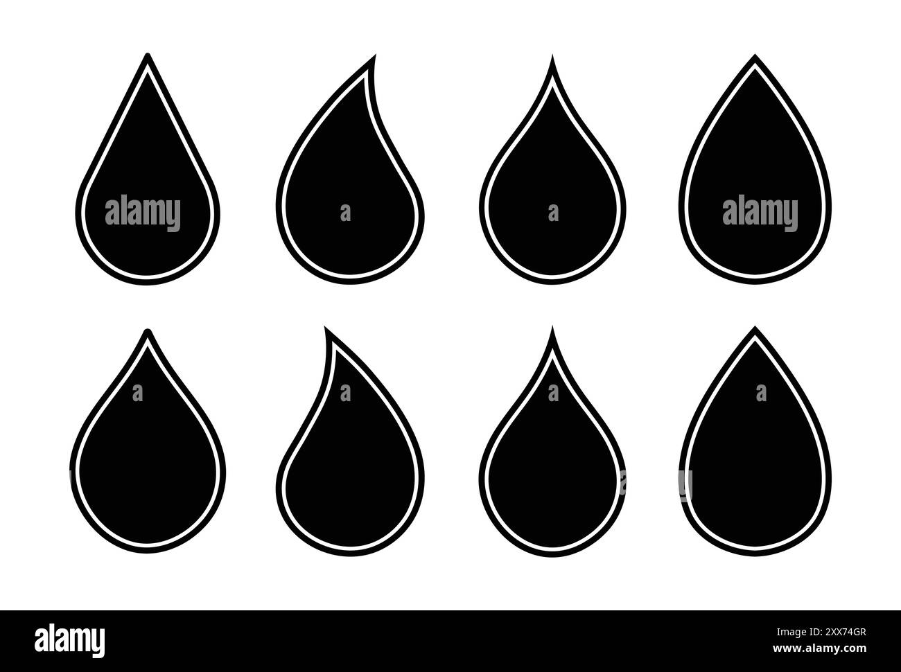 Water drops shape icon symbol set different style. Flat style. Water ... Water drops shape icon symbol set different style. Flat style. Water ...