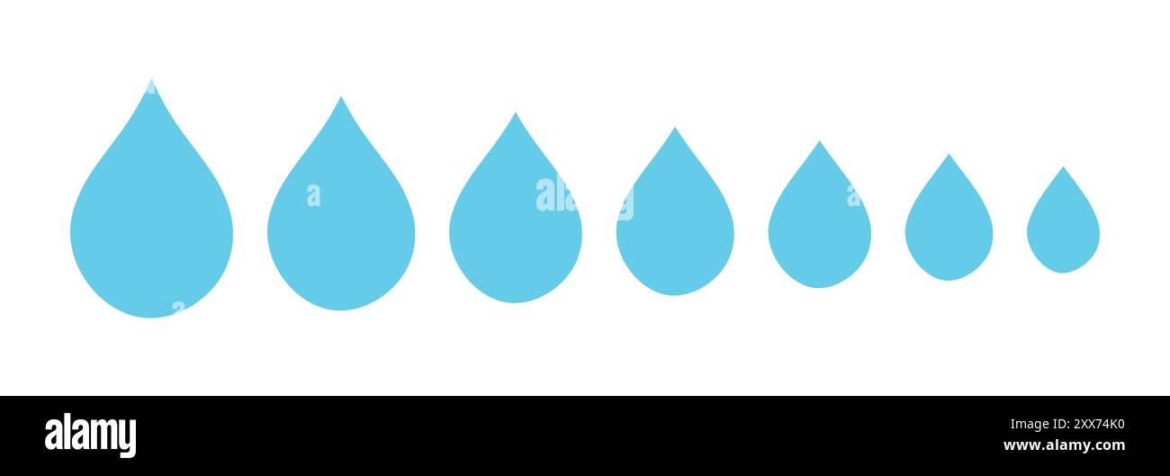 Water drop shape. Blue water drops icon set. Water or oil drop. Flat ...
