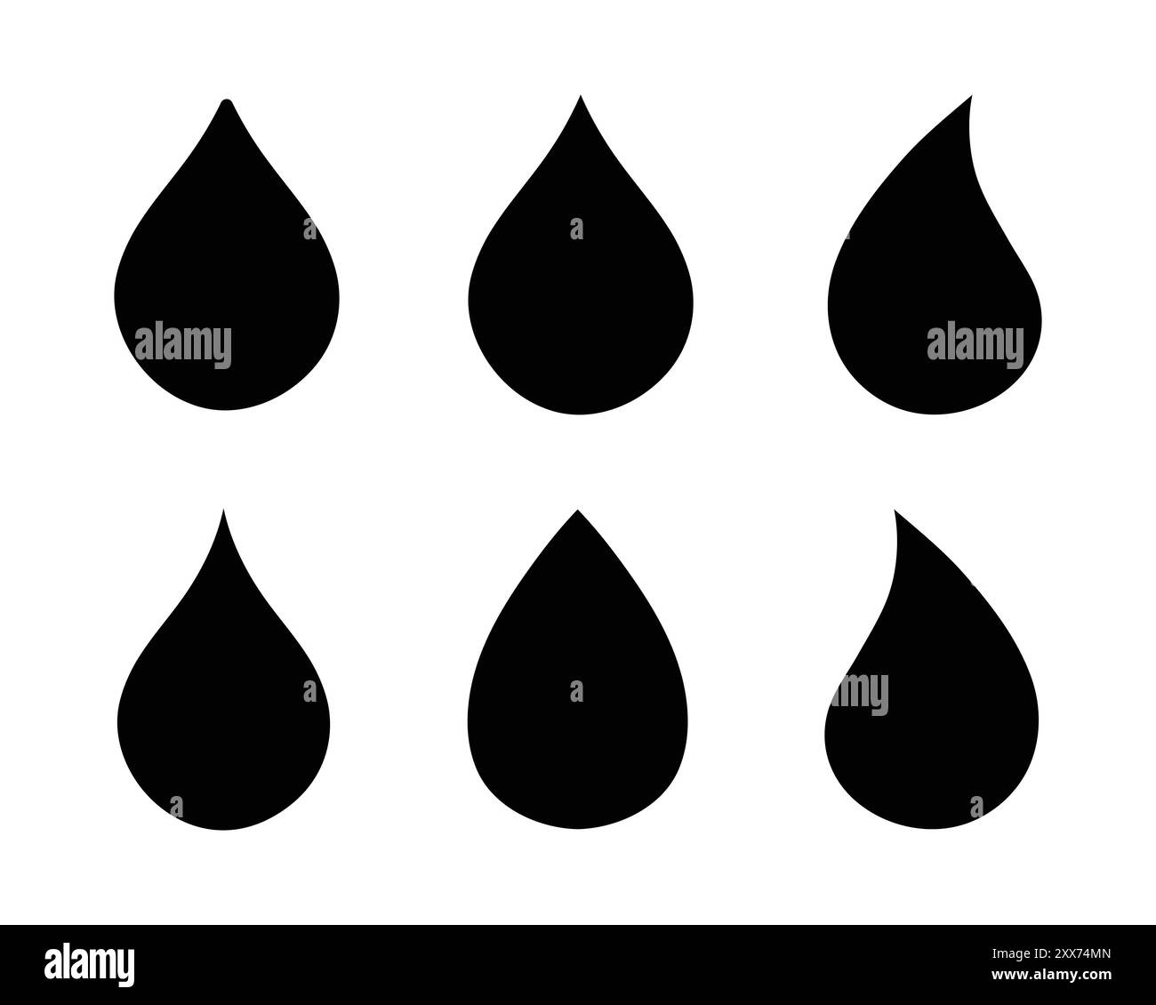 Water drops shape icon symbol set. Flat style. Water or oil drop ...