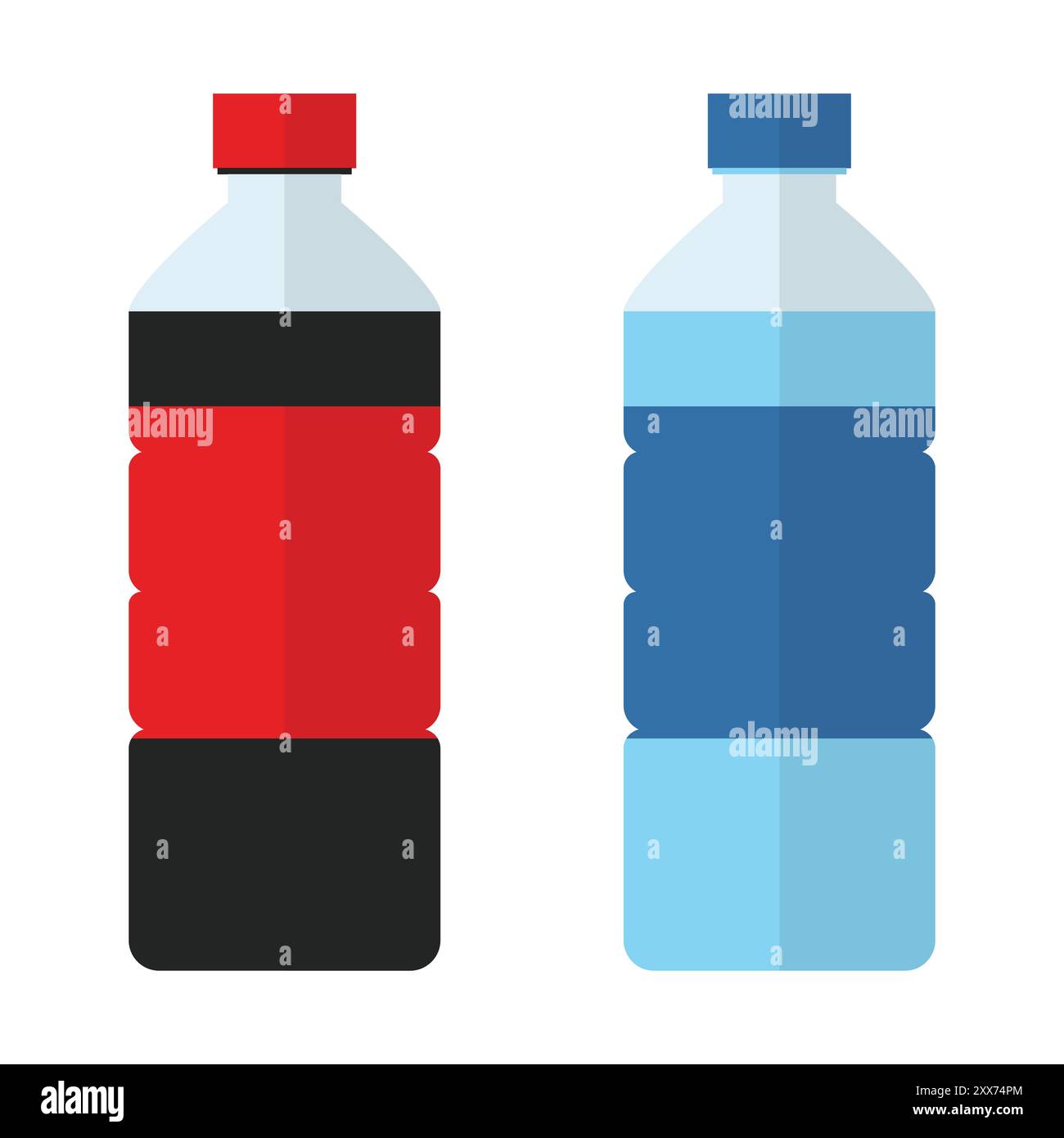 Water bottle vector icon. Set of sweet water plastic bottle soda, lemon ...
