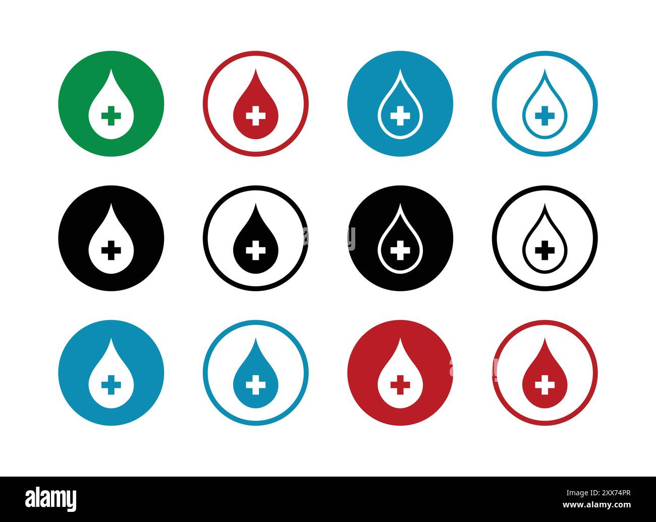 Blood drop sign symbol logotype different color. Donate drops blood ...