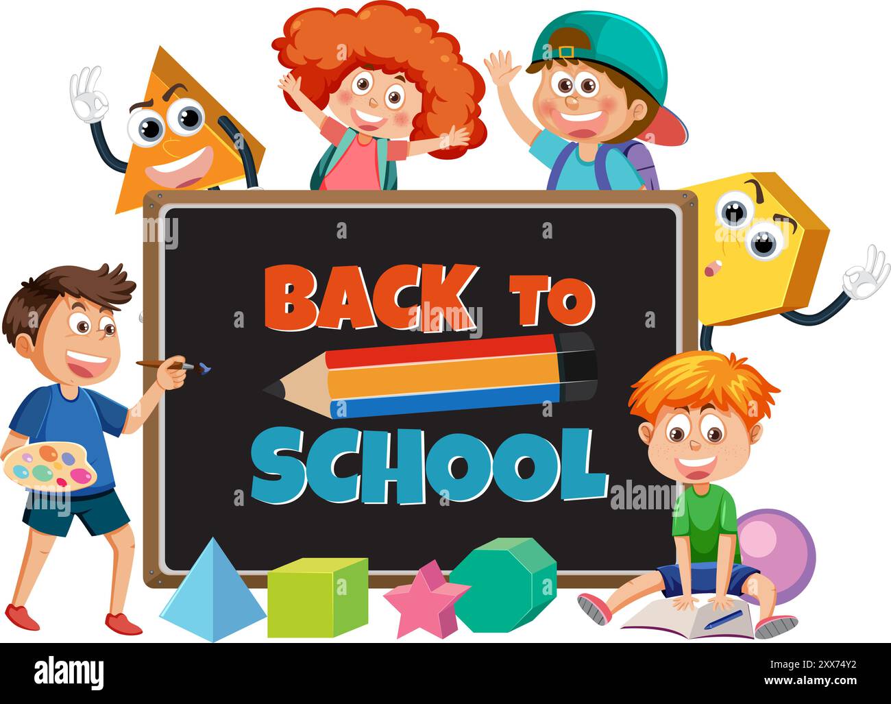 Children excitedly returning to school activities Stock Vector Image ...