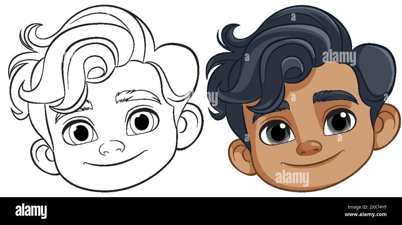 Vector art of a boy's face Stock Vector Image & Art - Alamy