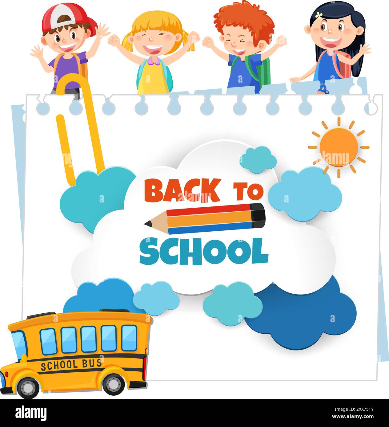 Children excitedly returning to school together Stock Vector Image ...