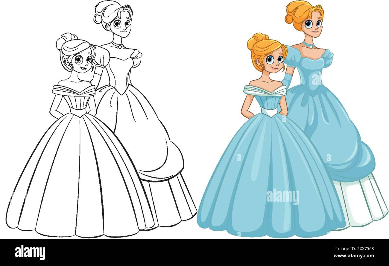 Two princesses Stock Vector Images - Alamy