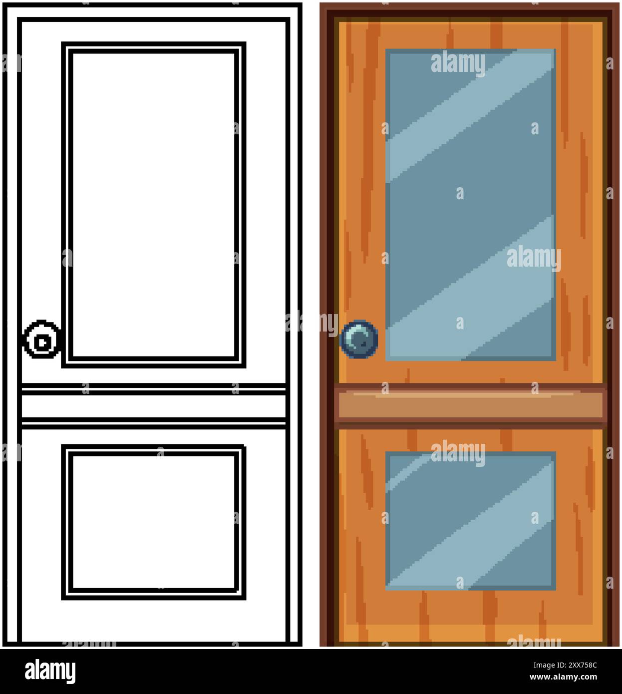 Vector illustration of two different door designs Stock Vector Image ...