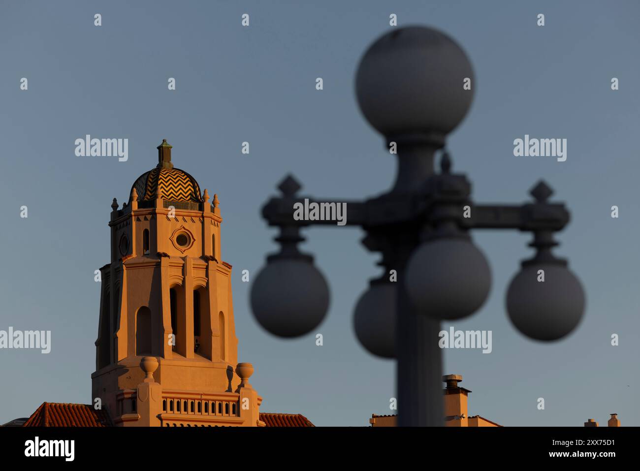 Pasadena, California, USA - August 18, 2024: Sunset light shines on the ...