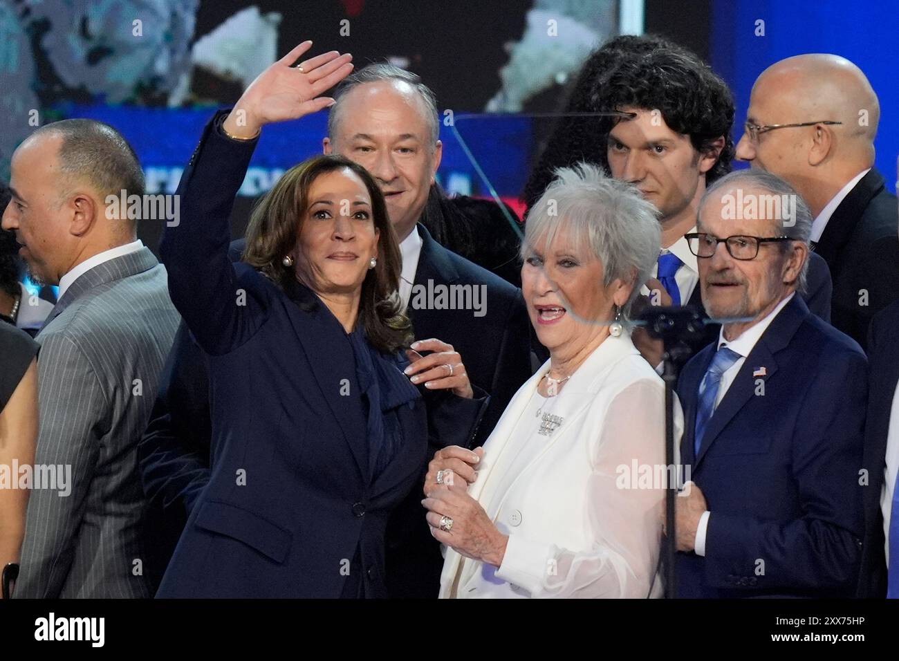 Democratic presidential nominee Vice President Kamala Harris, from left ...