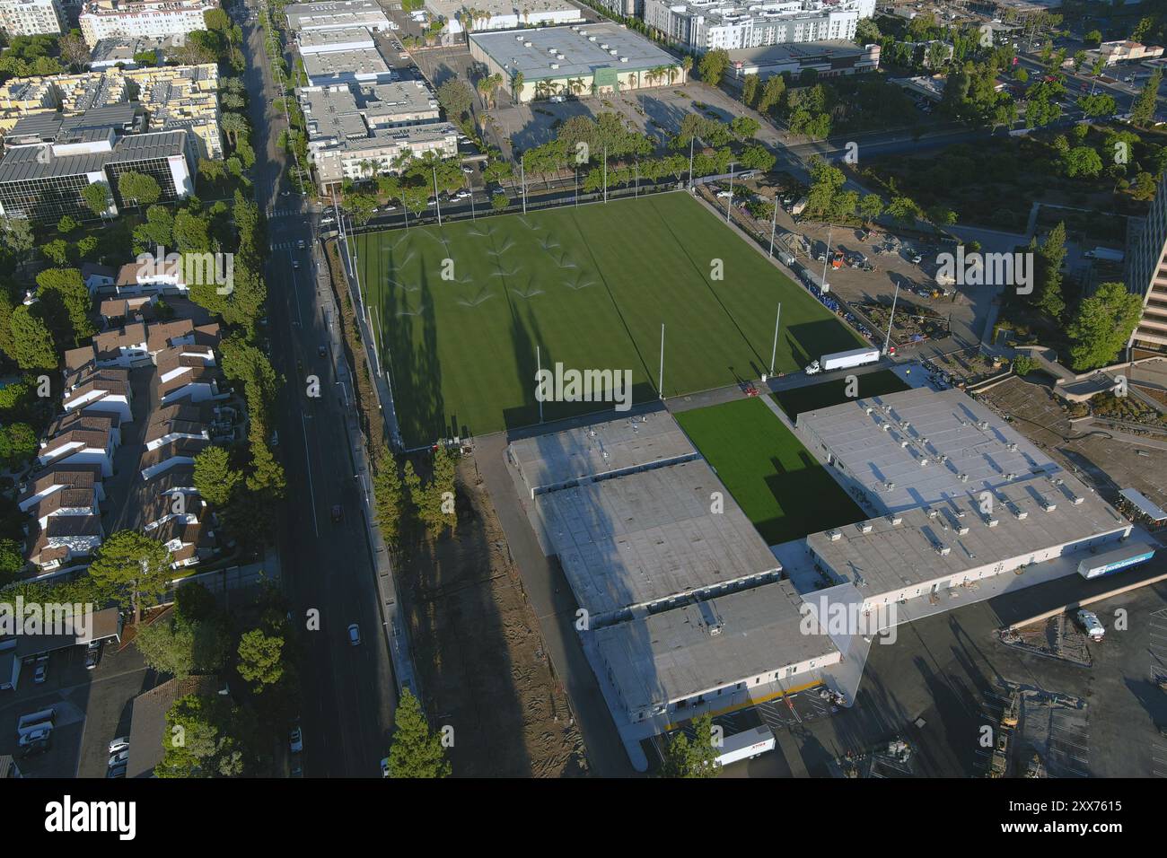An aerial view of the Los Angeles Rams practice facility and ...