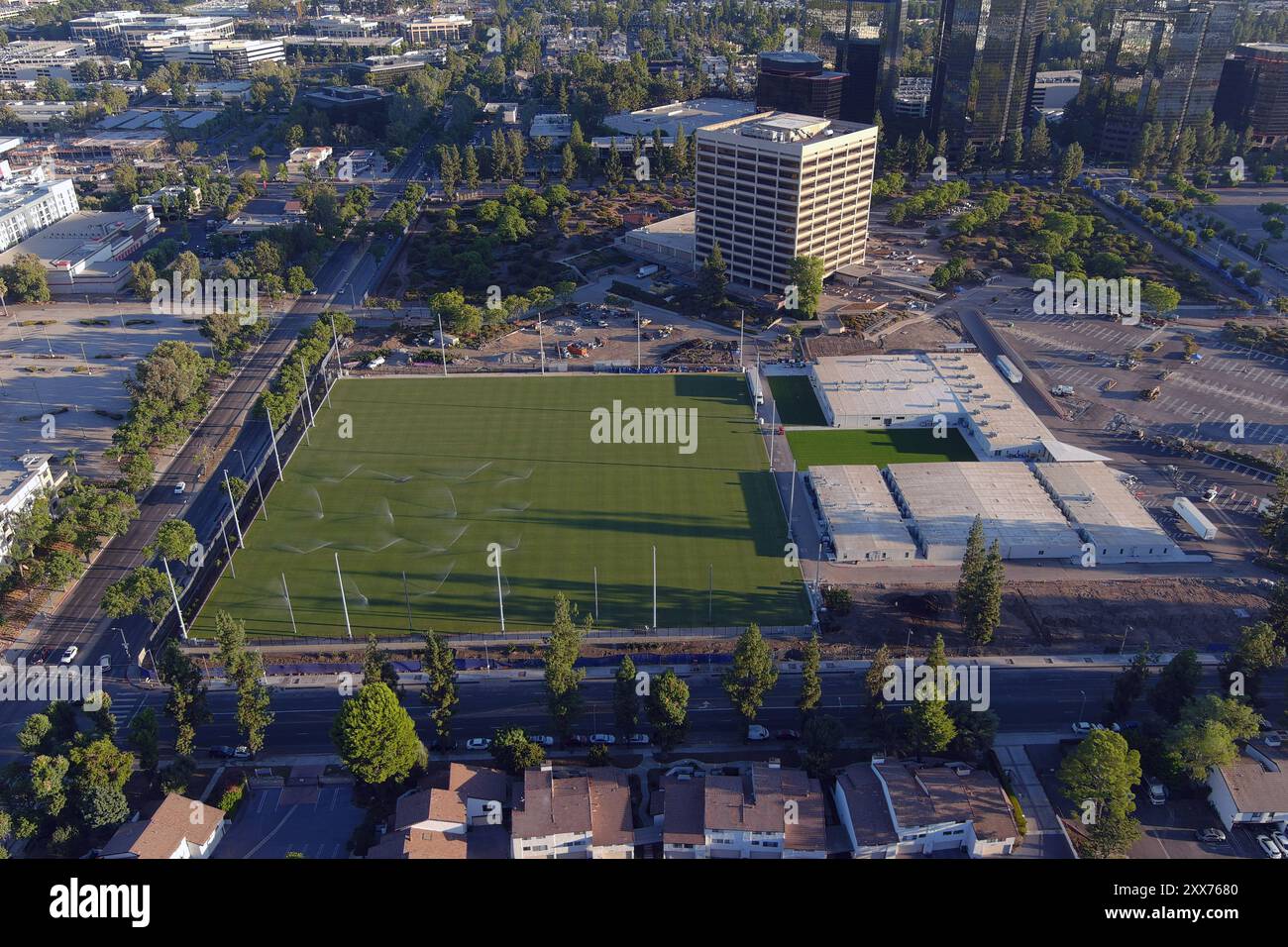 An aerial view of the Los Angeles Rams practice facility and ...