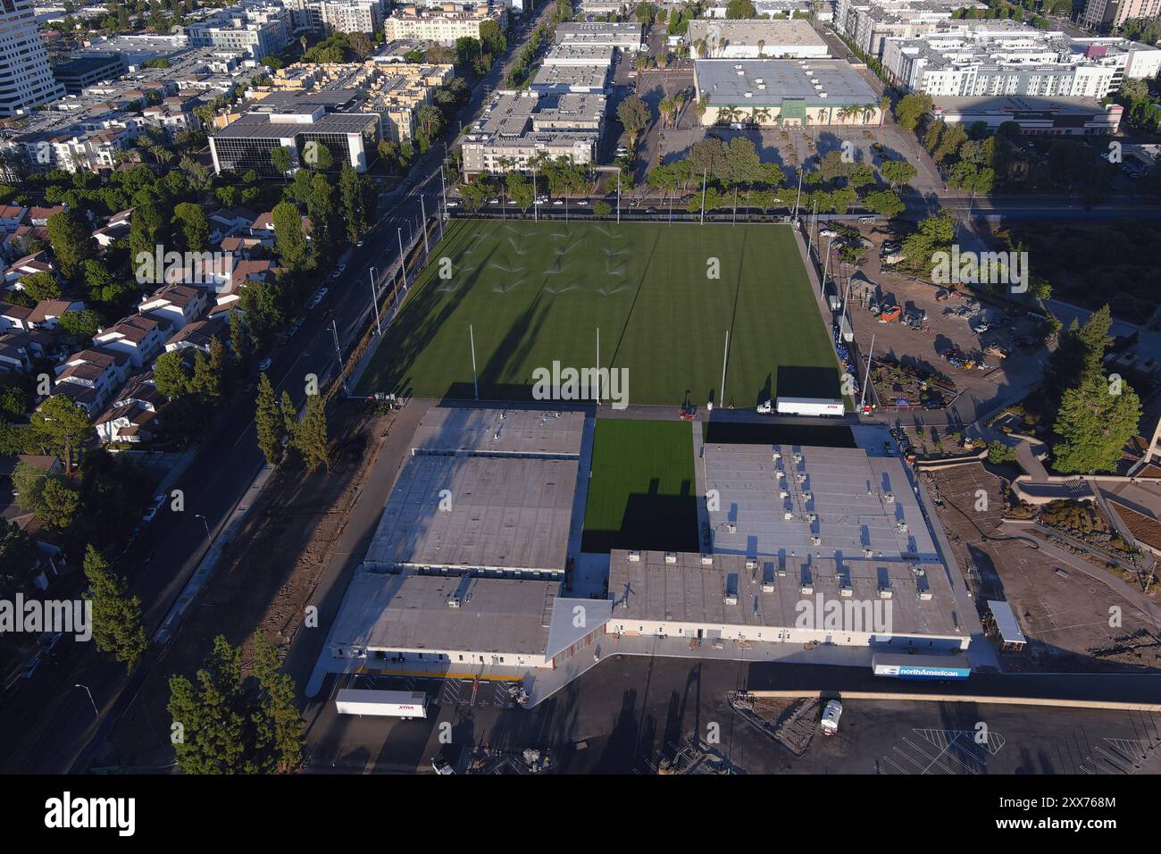 An aerial view of the Los Angeles Rams practice facility and ...