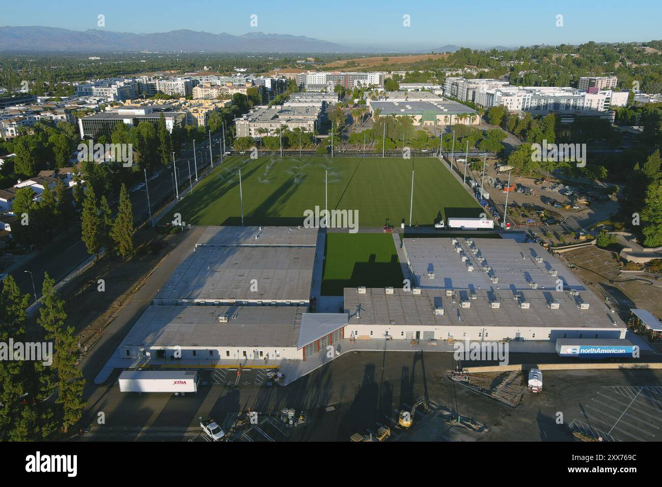An aerial view of the Los Angeles Rams practice facility and ...