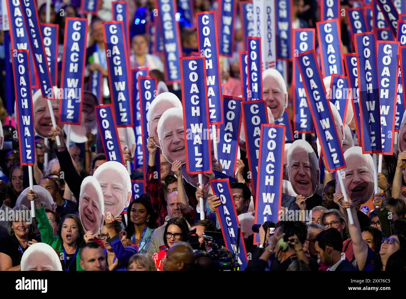 Delegates hold cutouts of Democratic vice presidential nominee ...