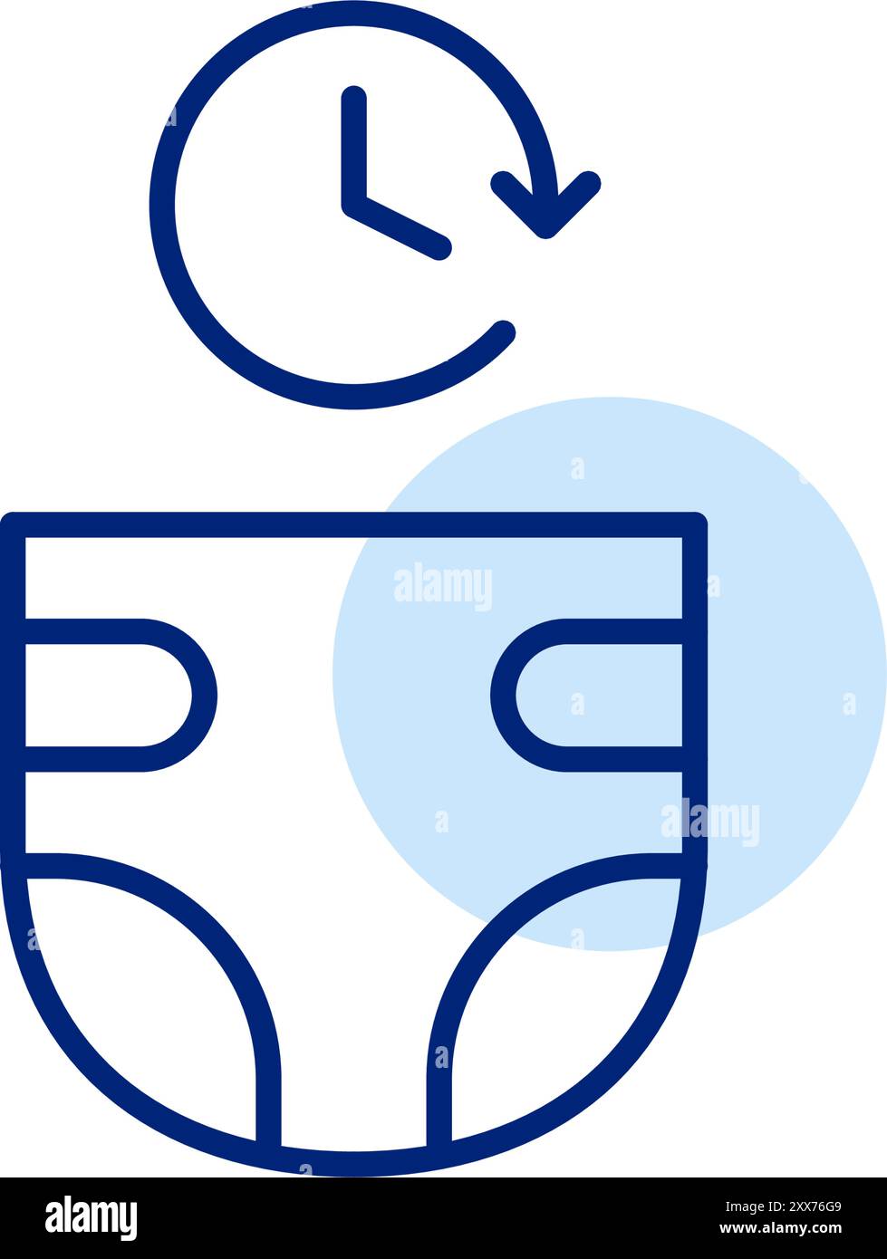 Diaper and clock. Changing schedule. Parenting time management. Pixel ...