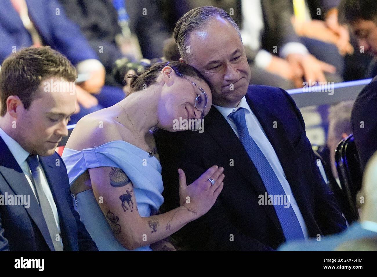 Second gentleman Doug Emhoff and daughter Ella attend the Democratic ...