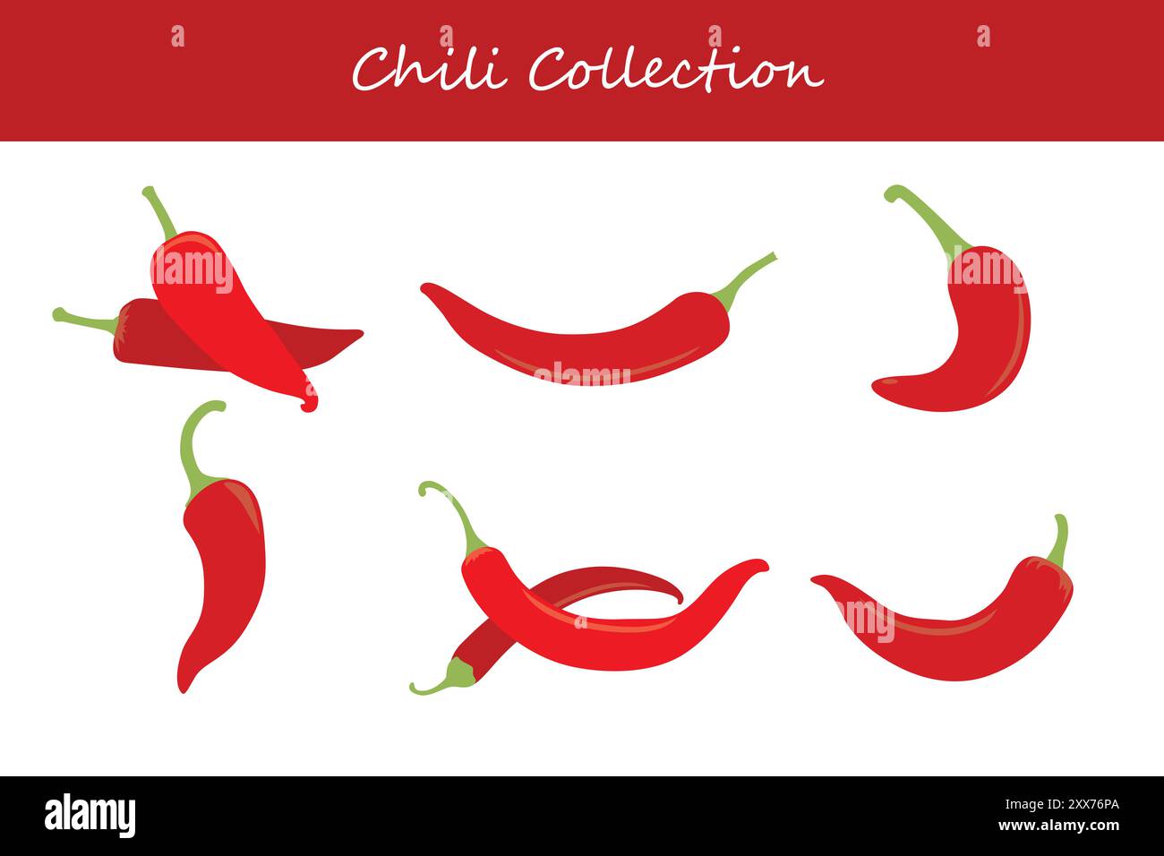 chili collection in different poses. Vector illustration Stock Vector ...