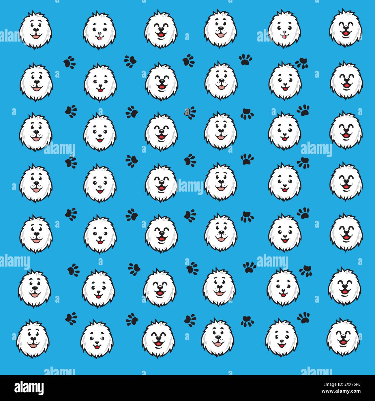 cute dog and paw pattern Stock Vector Image & Art - Alamy