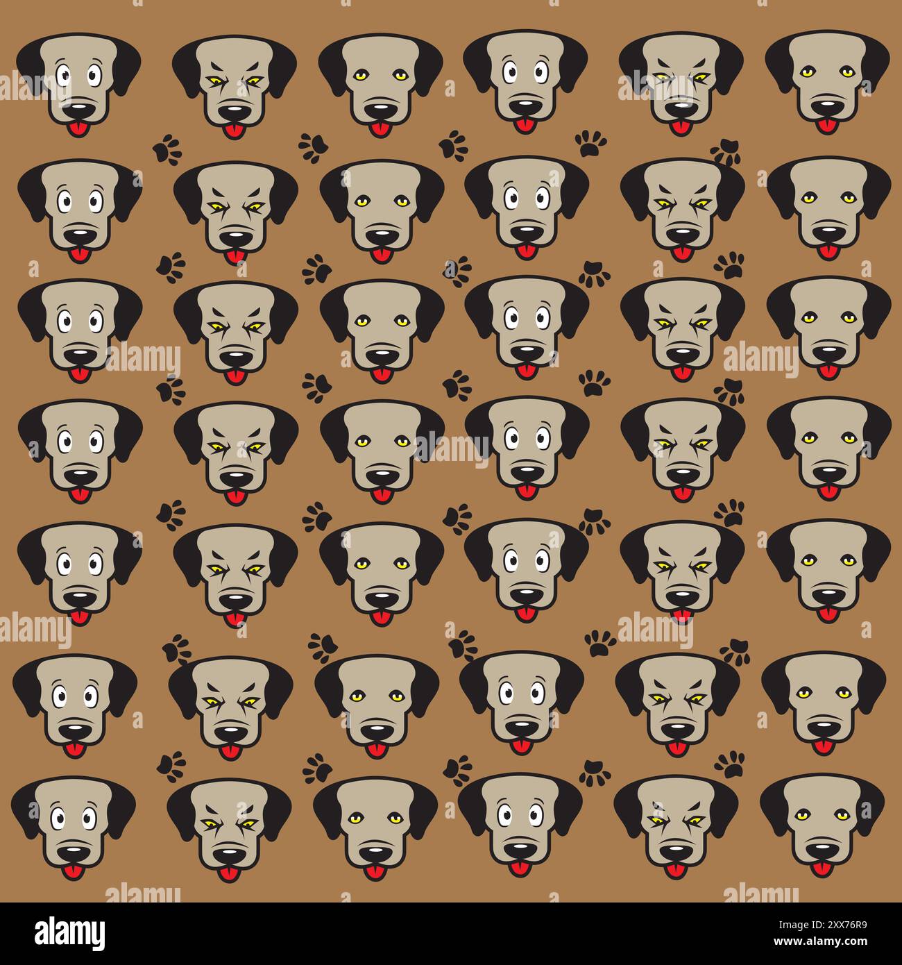 cute dog and paw pattern Stock Vector Image & Art - Alamy