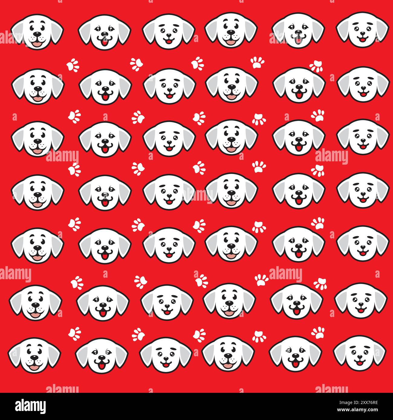 cute dog and paw pattern Stock Vector Image & Art - Alamy