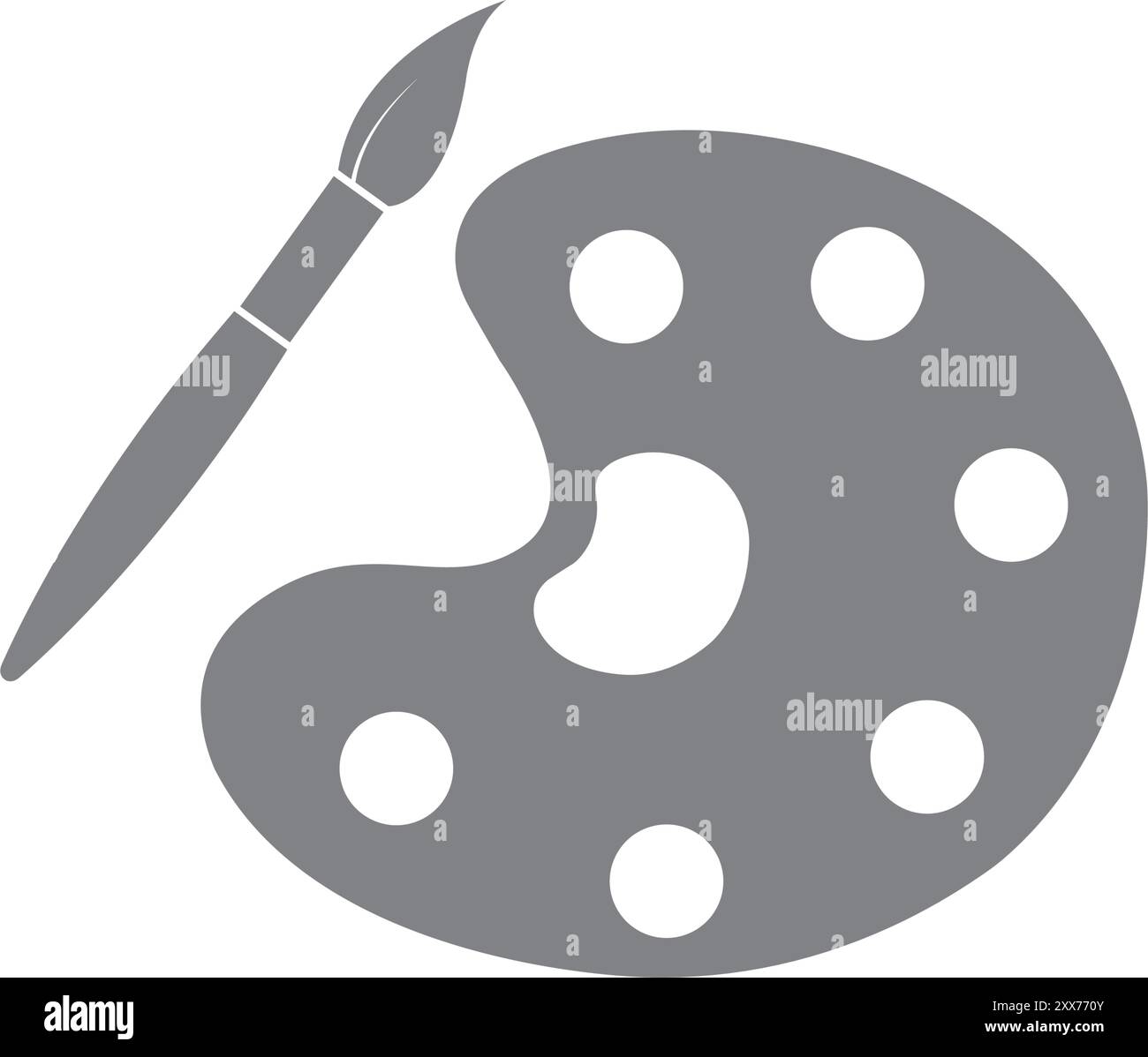 Paint brush with color palette, icon of color palette, painting tools ...