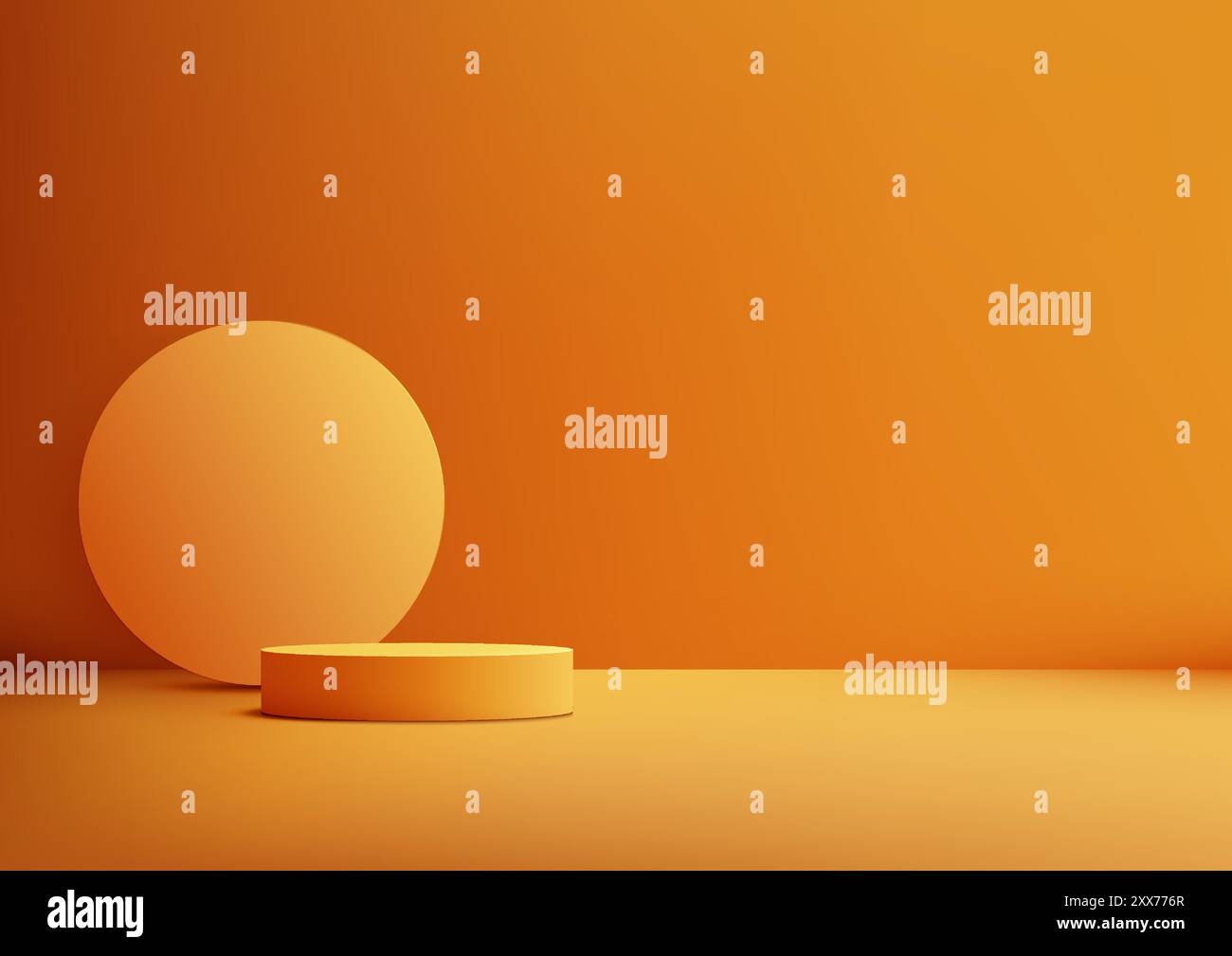 Modern 3D Orange Podium with Circle Elements on a Vibrant Orange ...