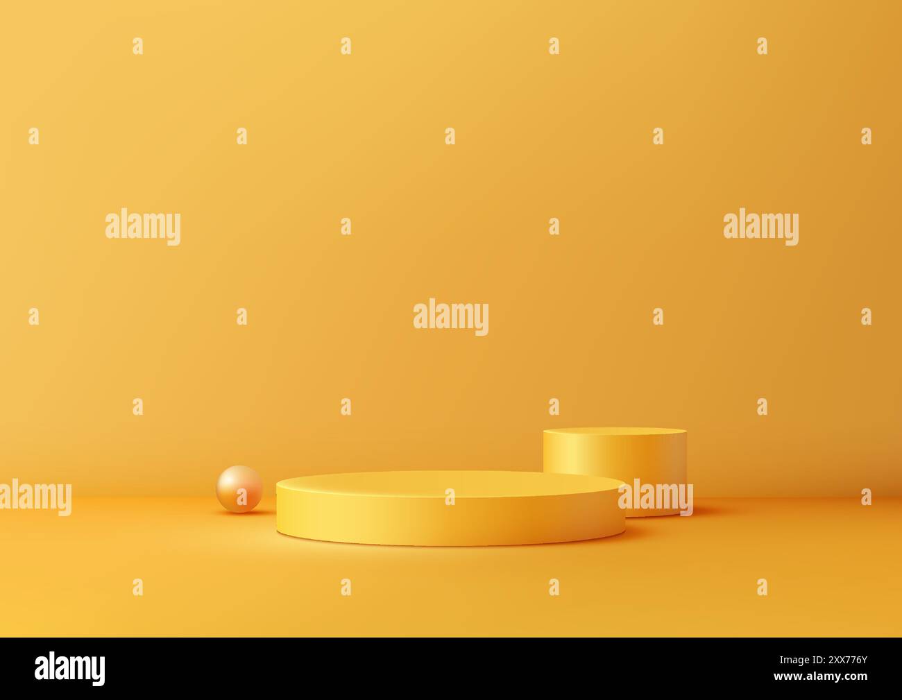 Vibrant Yellow 3D Cylindrical Podiums Modern Product Display with ...