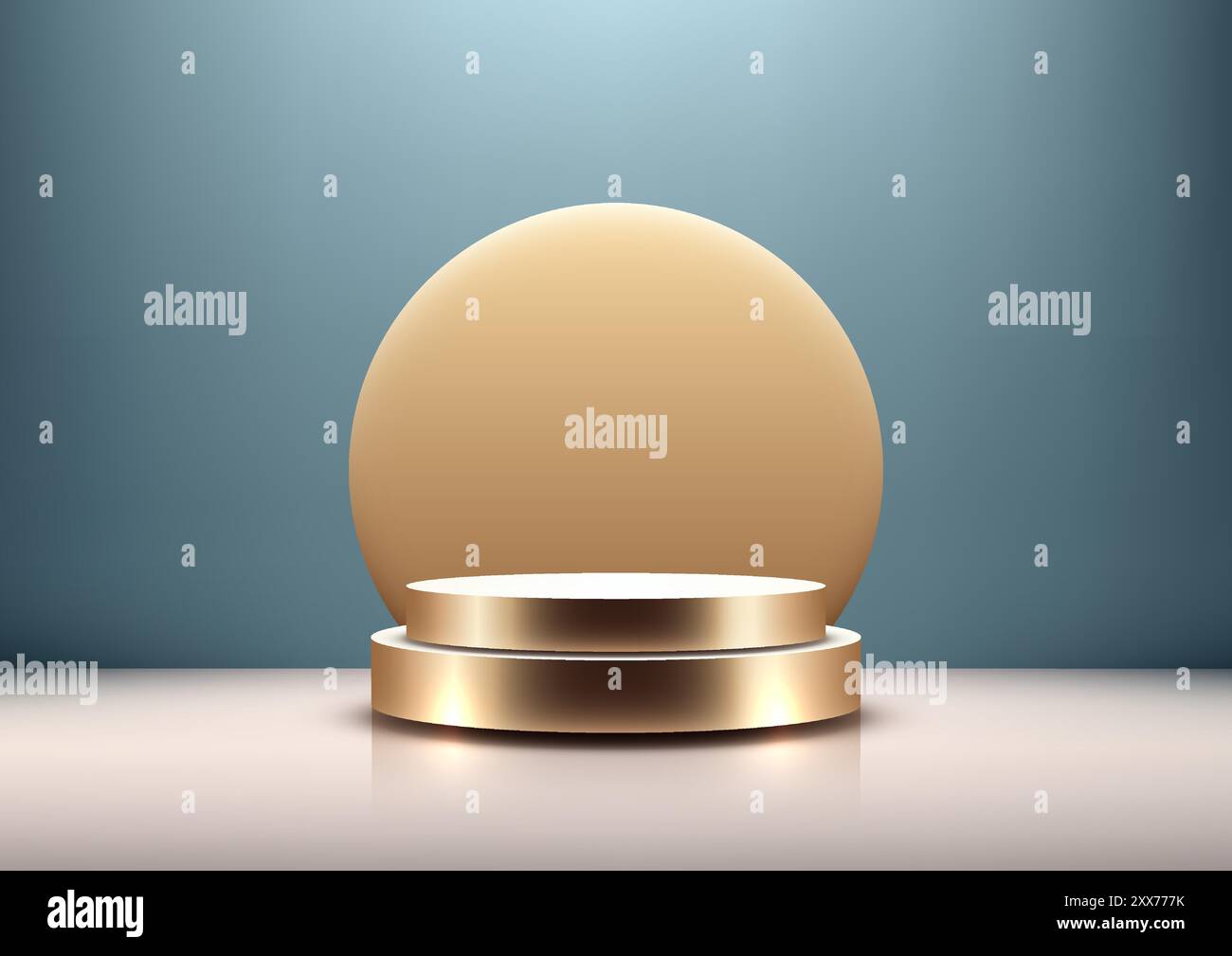 Elegant Ceremony Award Minimalist 3D Golden Podium with Soft Light on ...