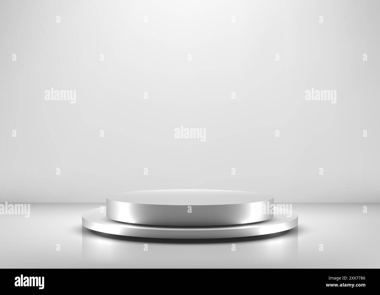 Minimalist 3D Silver Podium with Reflective Surface and Spotlight ...