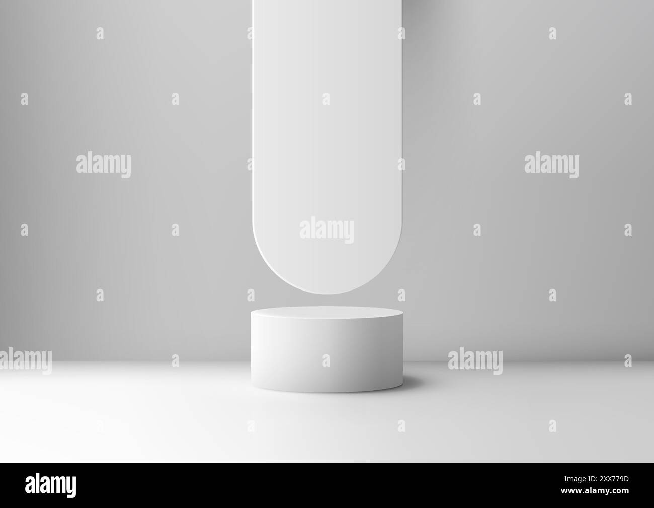 Minimalist 3D White Cylindrical Podium with Rounded Shape, Modern ...
