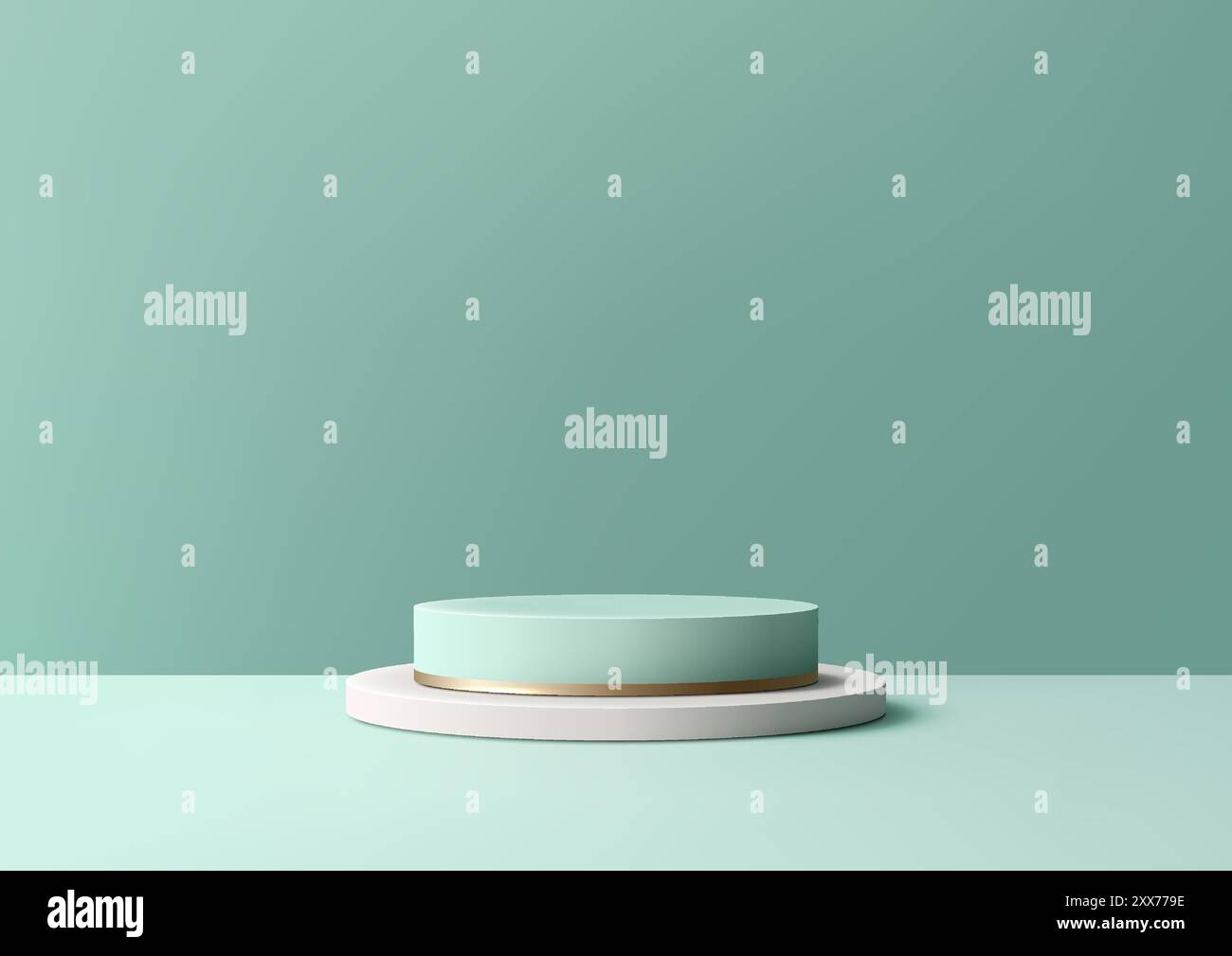 Luxury Product Display with 3D Green Circular Podium and White ...