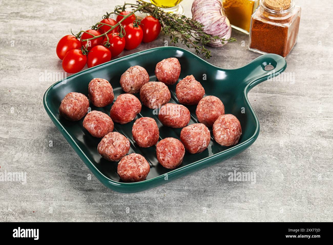 Uncooked raw beef meatball minced meat Stock Photo - Alamy
