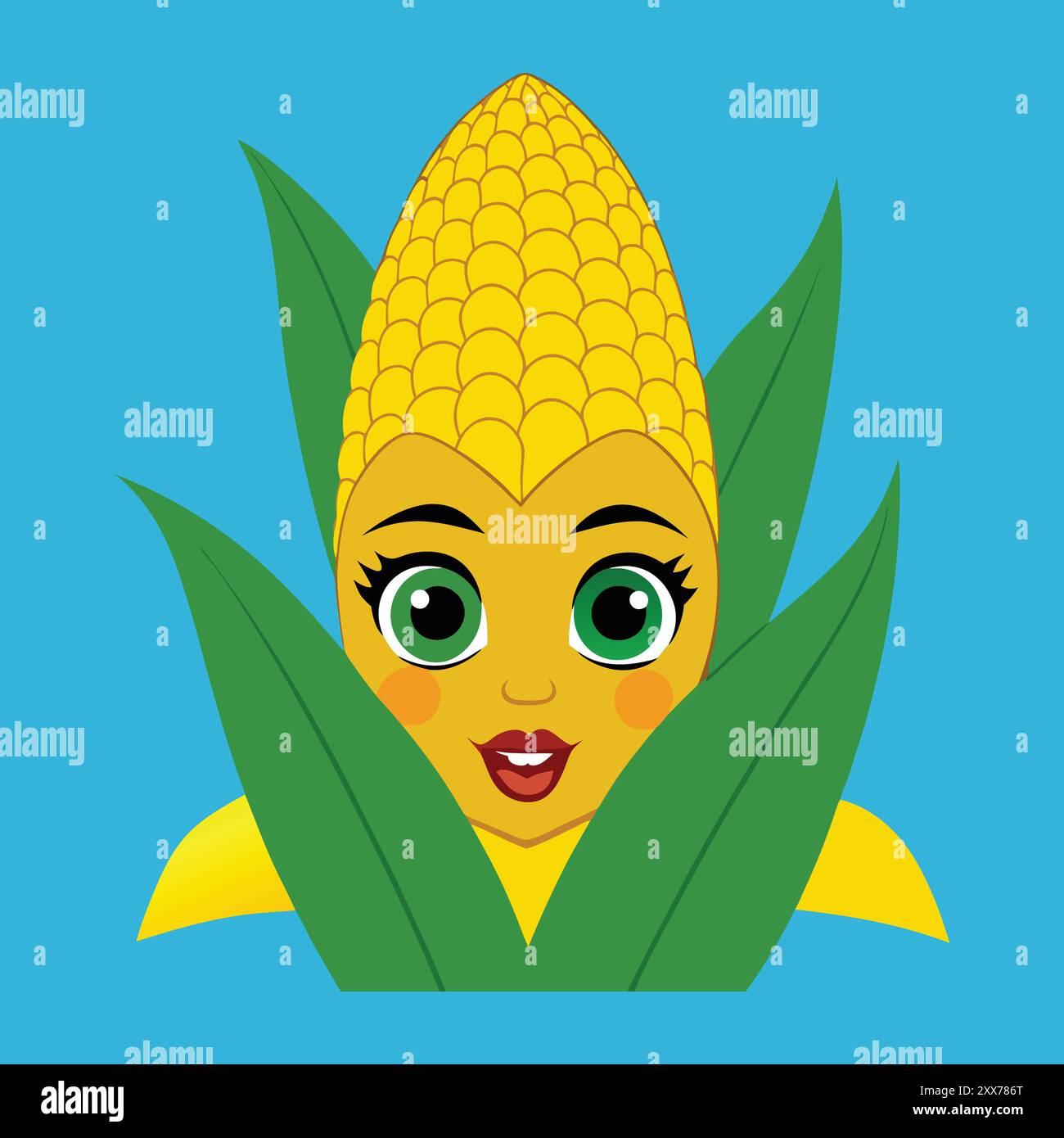 Lady Corn Illustration - Creative Corn-Themed Character Design Stock ...