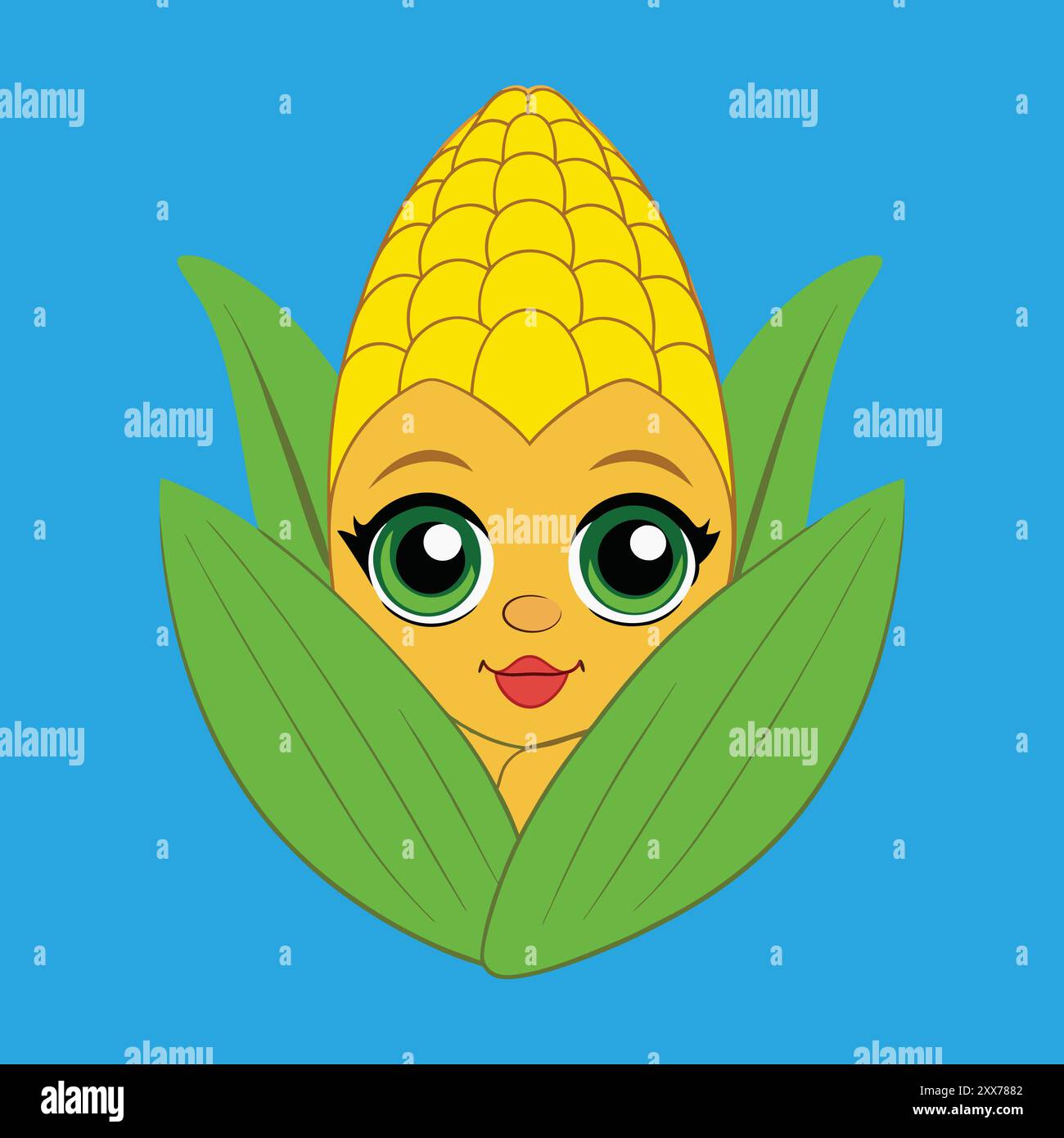 Lady Corn Illustration - Creative Corn-Themed Character Design Stock ...