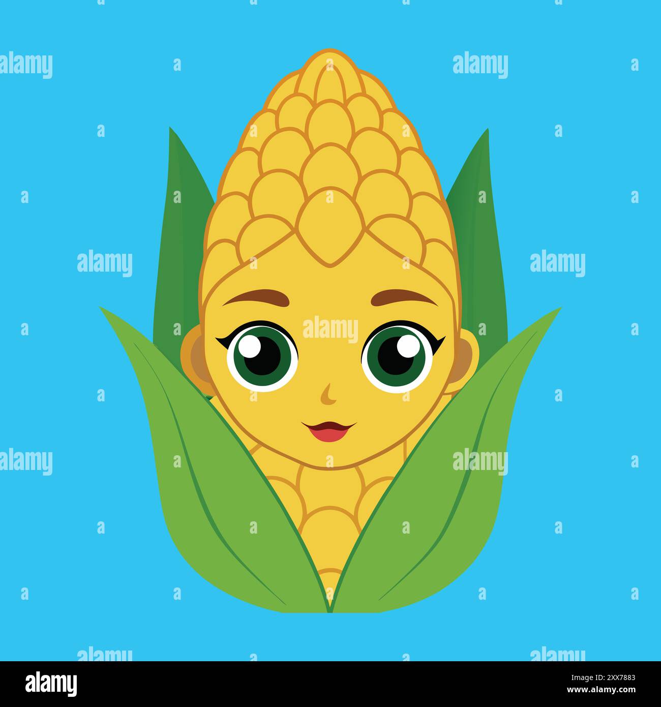Lady Corn Illustration - Creative Corn-Themed Character Design Stock ...