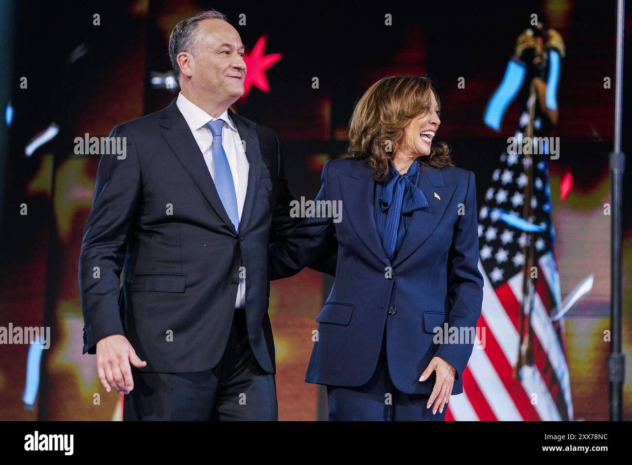 Chicago, USA. 22nd Aug, 2024. Second gentleman Doug Emhoff and his wife ...